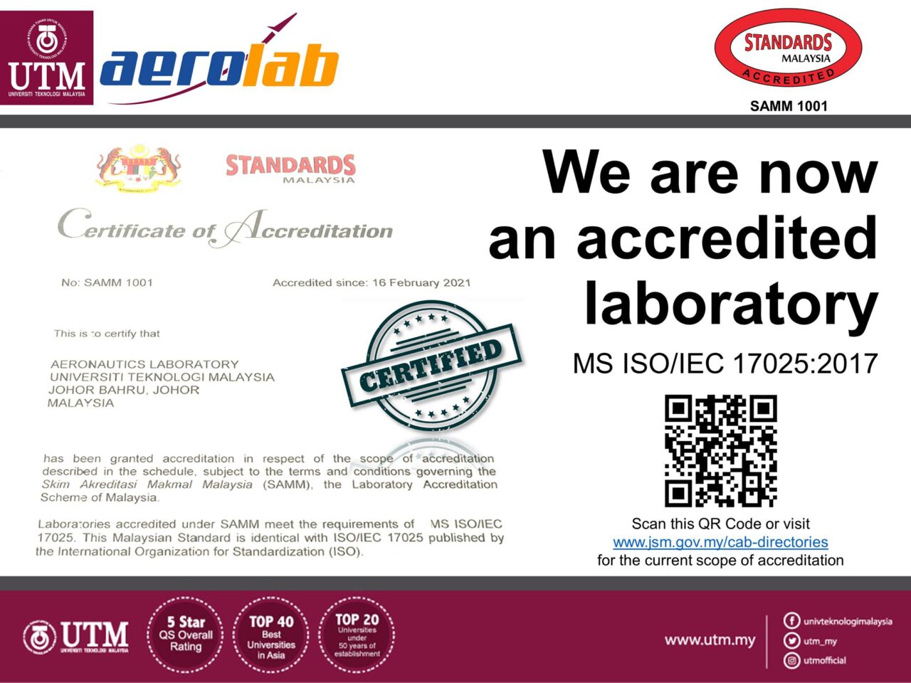 ISO17025 accreditation | UTM Aerolab