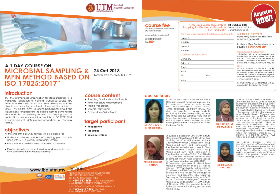 A 1 DAY COURSE ONMICROBIAL SAMPLING & MPN METHOD BASED ON ISO 17025: ...