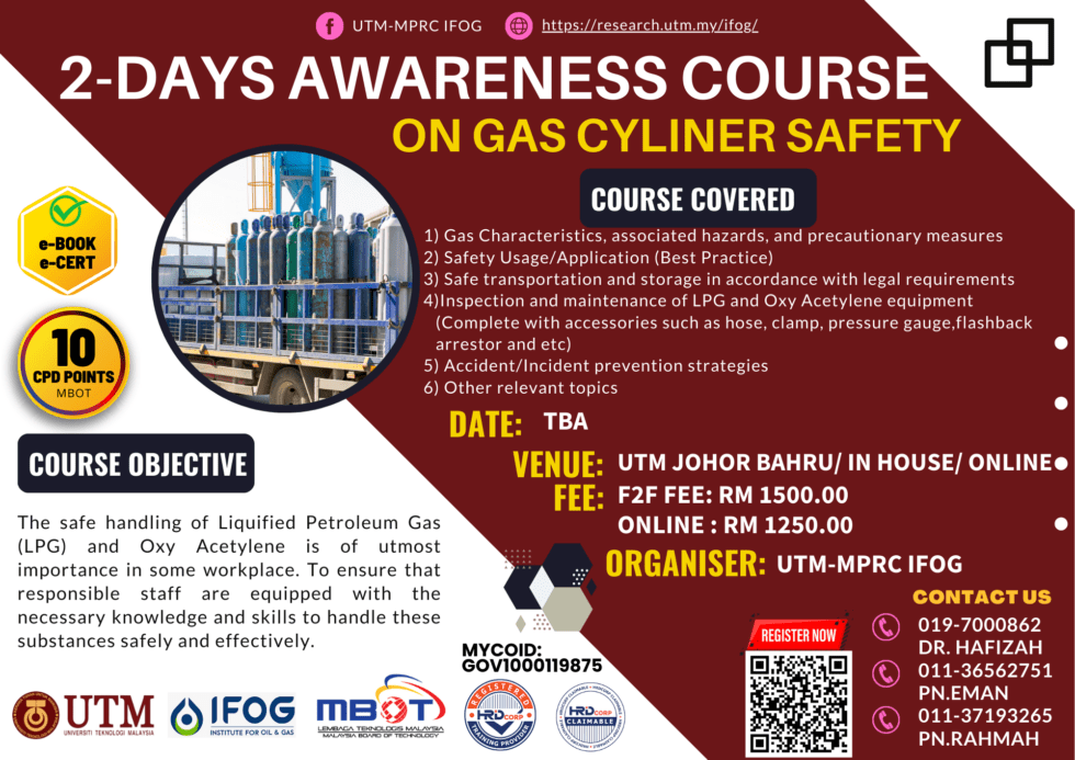 Awareness Course on Gas Cylinder Safety | UTM-MPRC Institute for Oil & Gas