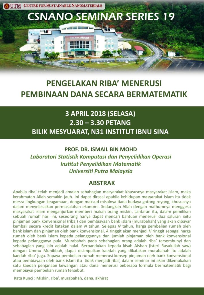 Seminar Series 75: Prof. Dr. Ismail Mohd | IBNU SINA INSTITUTE