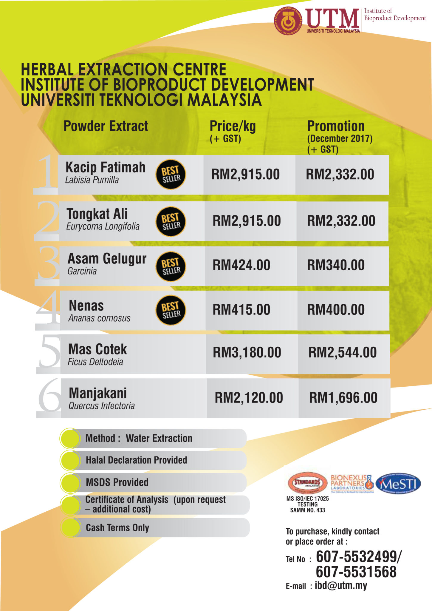 HEC Price | Institute Of Bioproduct Development